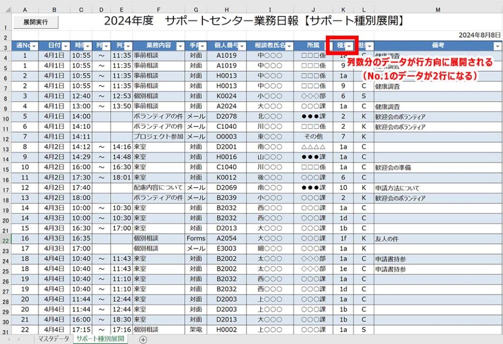 Excel VBAで業務効率化：1行内の複数列のデータを複数行に入れ替えてコピーする方法│ほりけんの i t ブログ